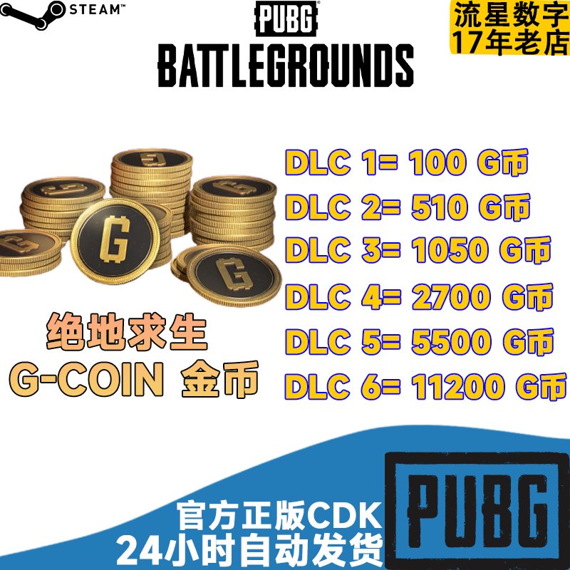 绝地求生PUBGG币G-coin皮肤金币 CDKG币充值官方激活码现货_虎窝淘
