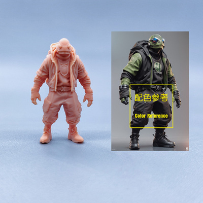 【嗯哼模型】现货1:64人偶1:43微缩白模 赛博朋克乌龟人W527