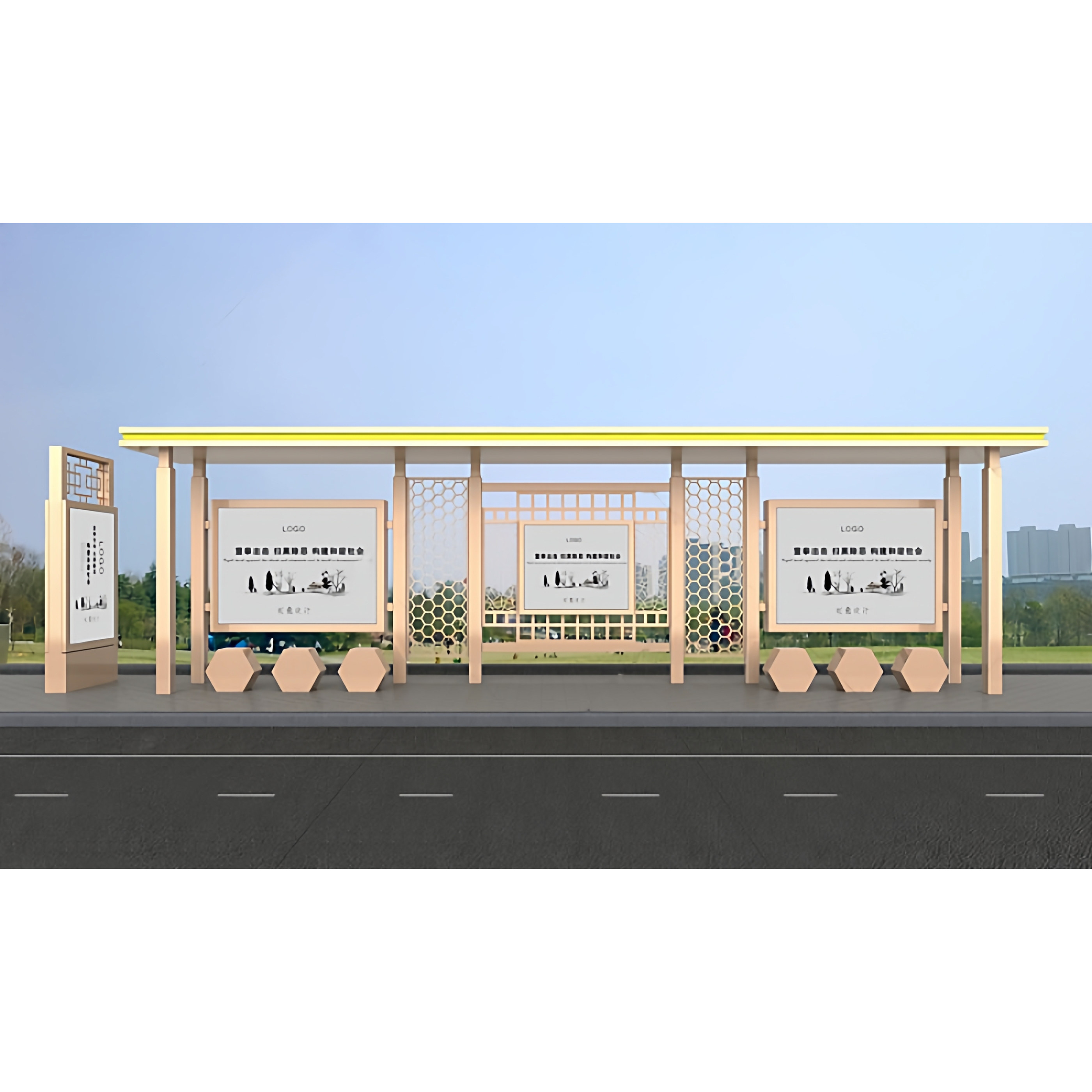 公交站台候车亭仿古可定制景区特色文化公交站牌制作厂家