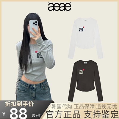 【官方正品】aeae字母长袖t恤女
