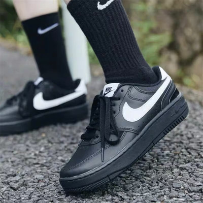 NIKE耐克女鞋板鞋防滑耐磨减震厚底运动鞋低帮黑色休闲鞋 FQ6476