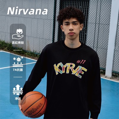Nirvana秋冬美式休闲运动长袖男女同款T恤篮球7A抗菌净味长袖图腾