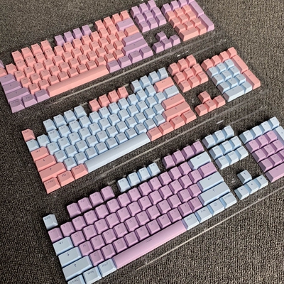 机械键盘蓝粉紫键帽pbt漂亮ikbc