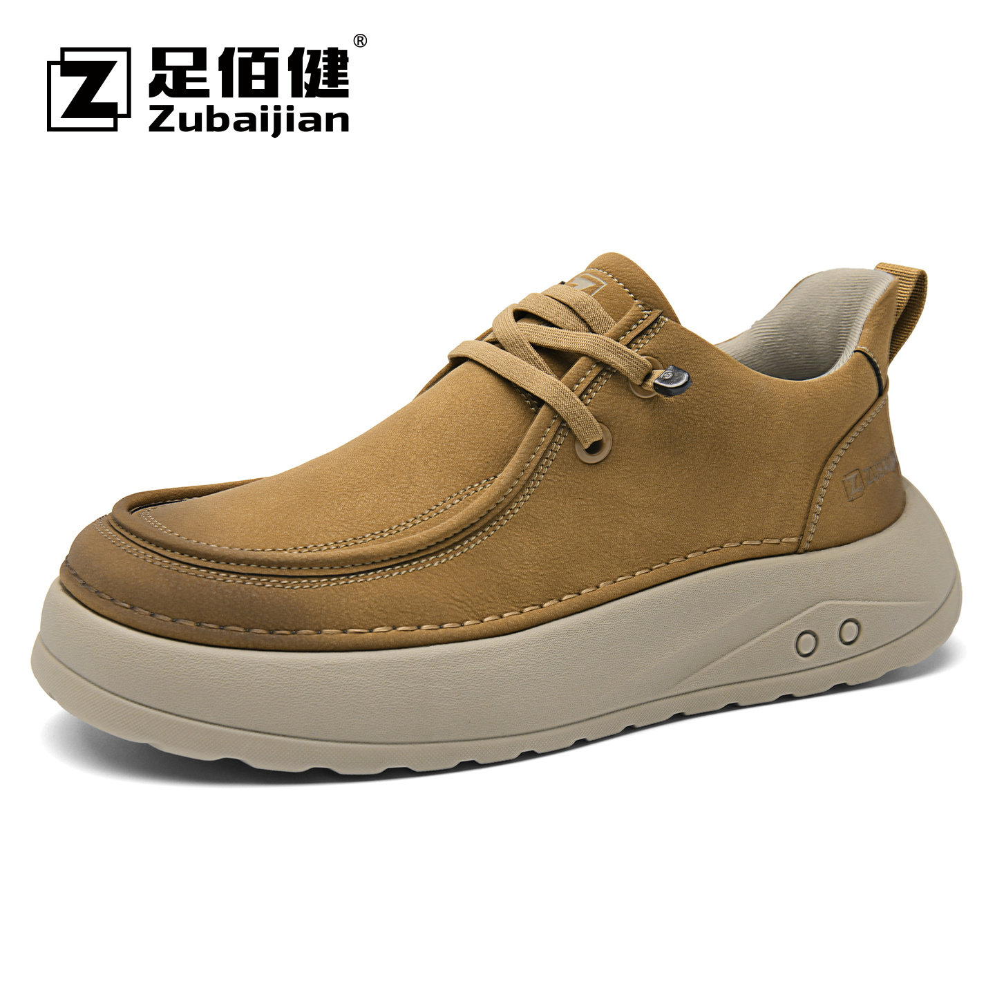 足佰健休闲皮鞋男2025秋季复古工装鞋轻便百搭通勤增高厚底鞋子男