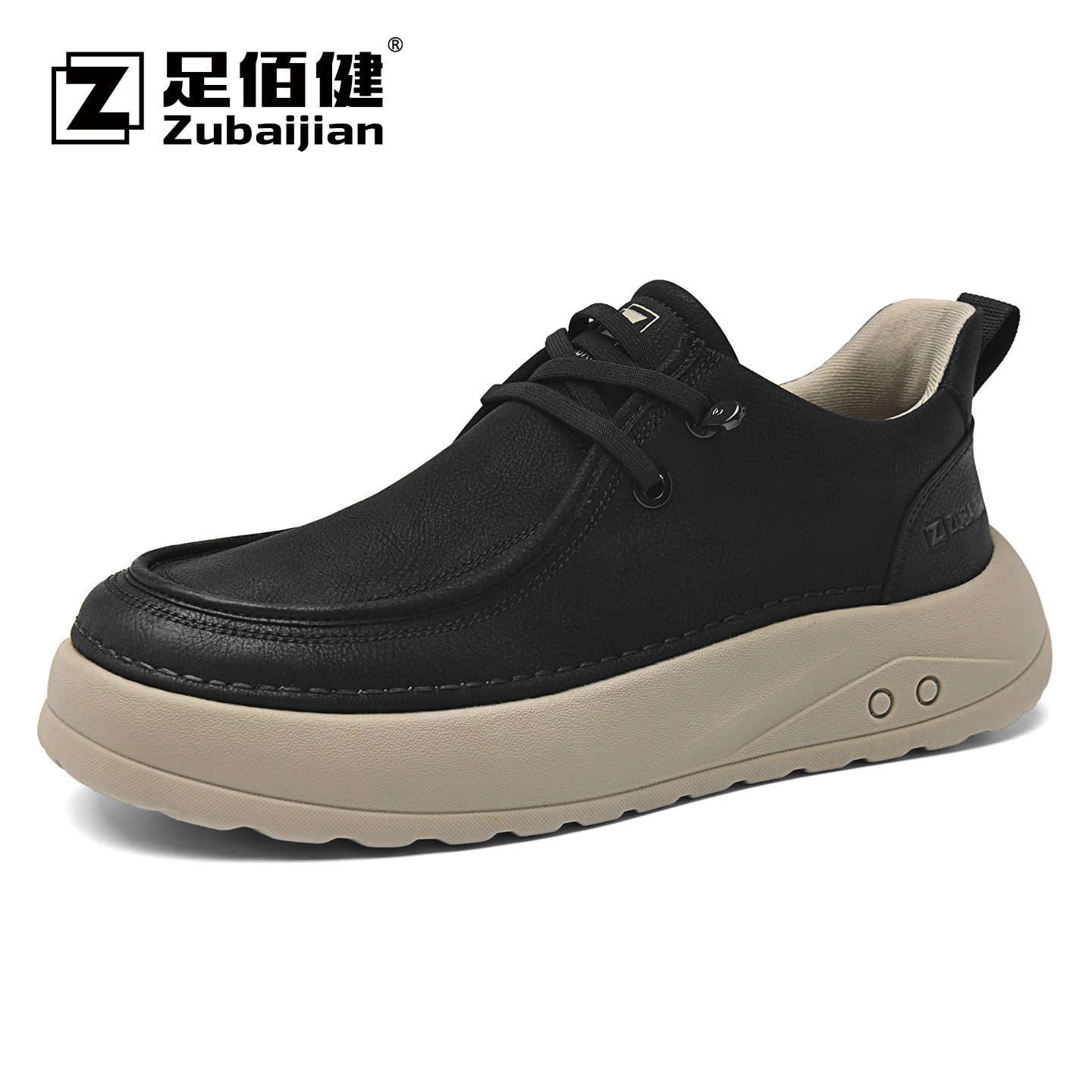 足佰健工装鞋男2025秋季复古休闲皮鞋轻便百搭通勤增高厚底鞋子男