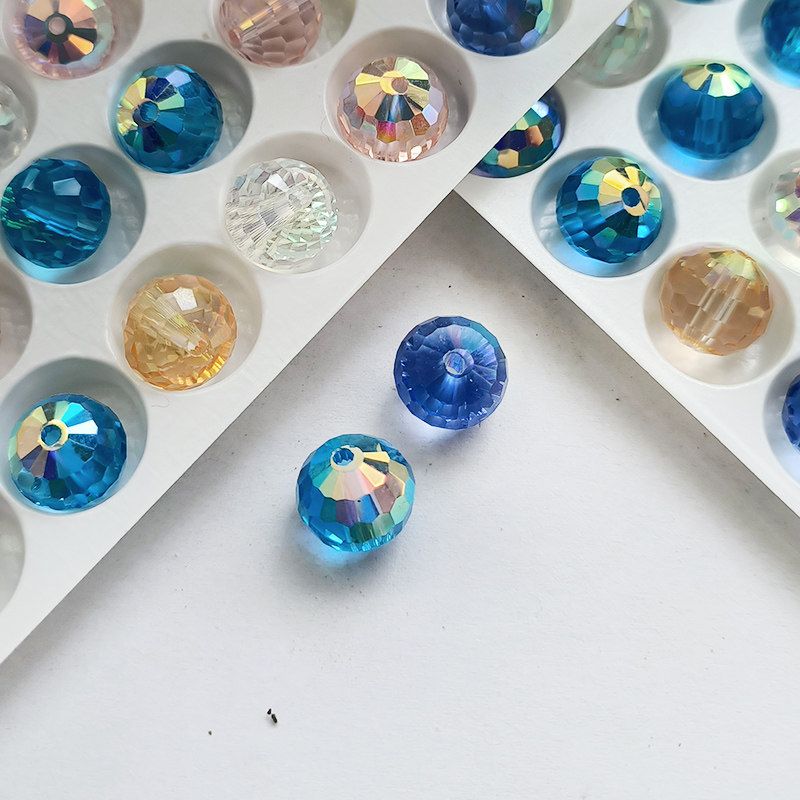 diy手工制作 仿捷克水晶珠子饰品手链玻璃配件材料96面球形 10mm