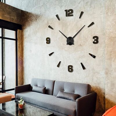 Large 3D DIY Wall Clock Giant Acrylic Mirror Clocks Frameles