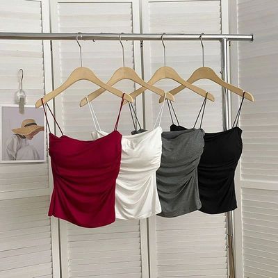 Summer Camisoles Tank ops Women With Built In Bra Spaghetti