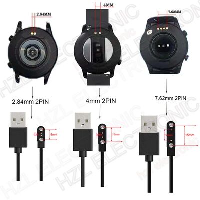 high quality 2Pin 4mm 7.62mm Magnetic Charger Cable USB 2 pi
