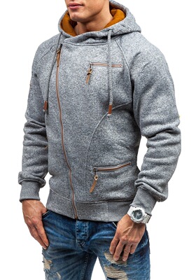 Men's Hooded Sweatshirt With Personalized Side Zipper Cation