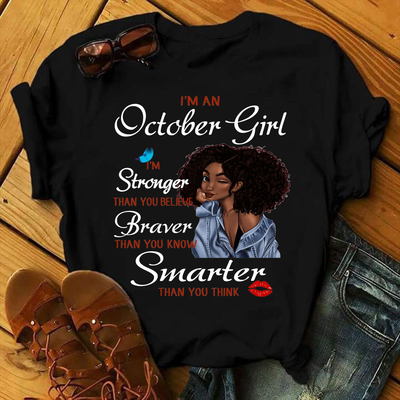 Women October Birthday Month T shirt Black T-shirt Srtonger