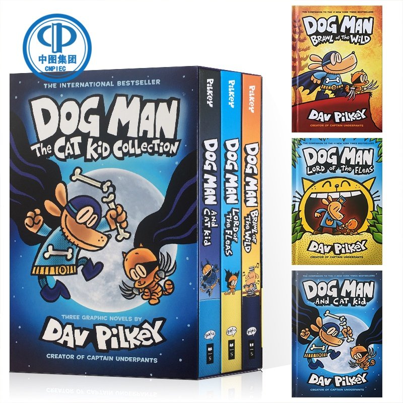 英文原版Dog Man: The Cat Kid Collection#4-6盒装3册神探狗狗_虎窝淘