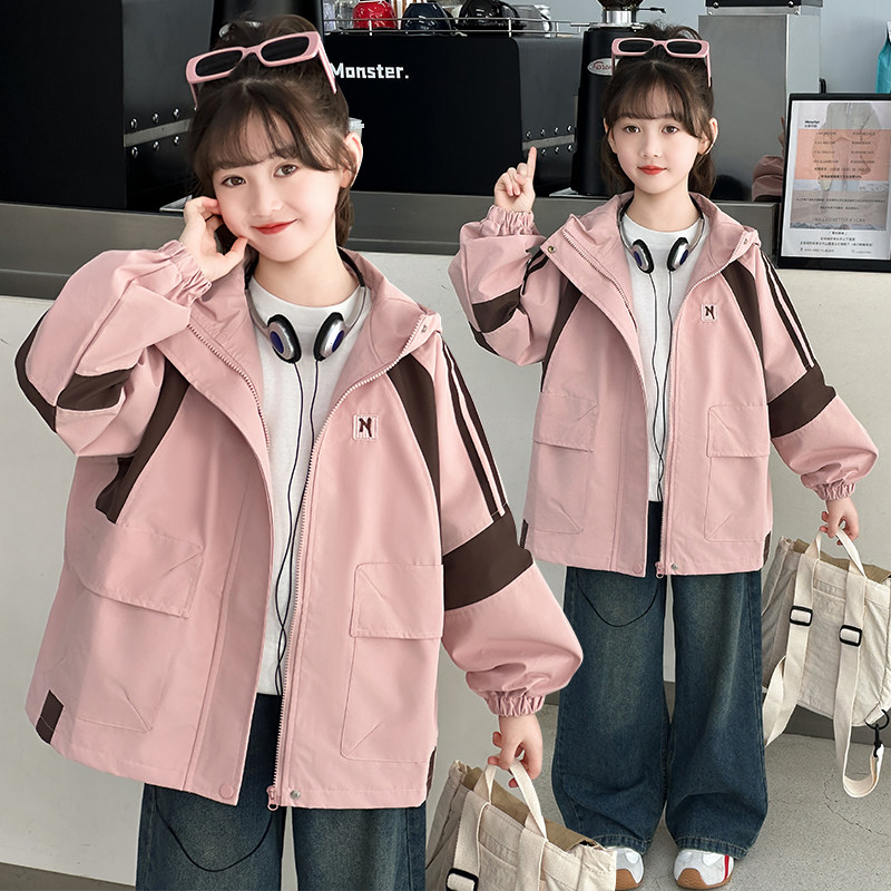 女童冲锋衣春秋款2025新款女孩大童洋气风衣外套儿童春装薄款夹克