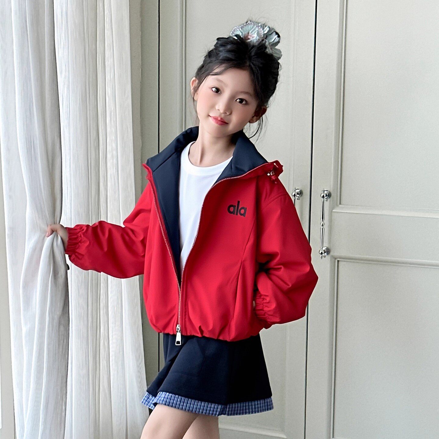 女童外套春秋装2025新款儿童夹克衫春季上衣女孩洋气两面穿冲锋衣