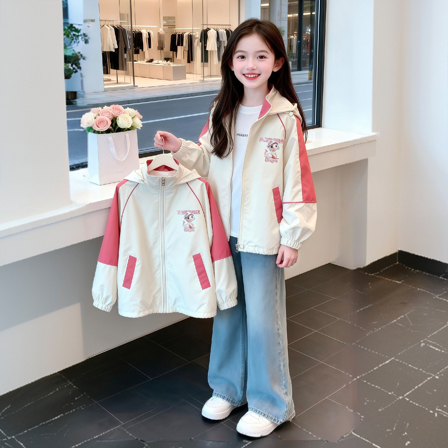 女童外套春季2026新款儿童洋气韩版夹克衫上衣女孩春装时髦冲锋衣