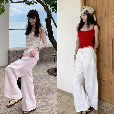 Tetu STUDIO 2025SS“雏菊女孩”100%高支亚麻松弛感阔腿裤