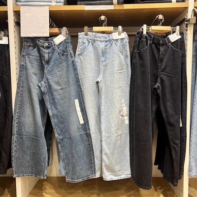 日系女装新款宽松廓形牛仔裤弯刀镰刀裤子水洗产品休闲长裤479000