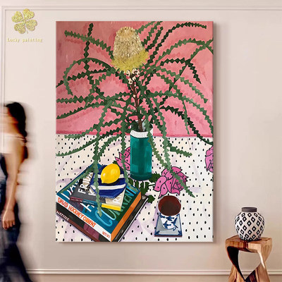 马蒂斯抽象派静物手绘油画玄关小众高级感装饰画客厅艺术彩色挂画