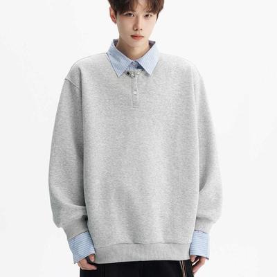 日系假两件POLO衫男春季