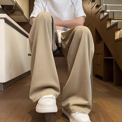 卡其色垂感休闲裤男百搭直筒子裤