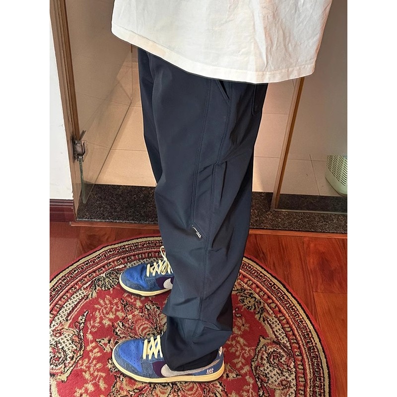 美式工装裤子男款藏青色户外机能风冲锋裤hiphop显瘦运动登山裤潮