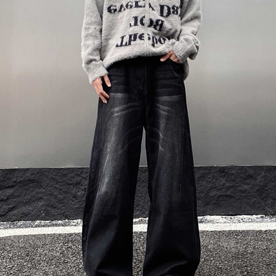 美式复古水洗做旧牛仔裤男