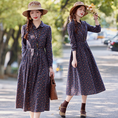 小碎花连衣裙女春秋2025