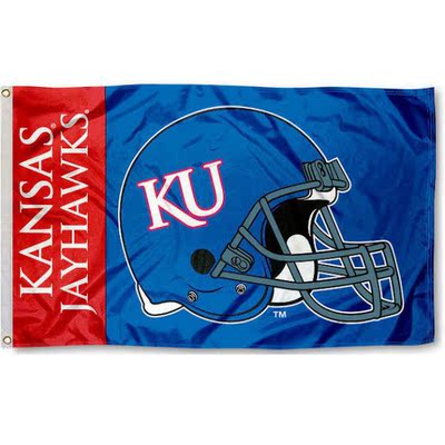 外贸货源堪萨斯松鸦鹰NCAA Kansas Jayhawks Flag亚马逊WISH EBAY