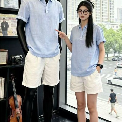 5095，5096夏季爆款短袖POLO衫男款夏季老钱风松弛感套装