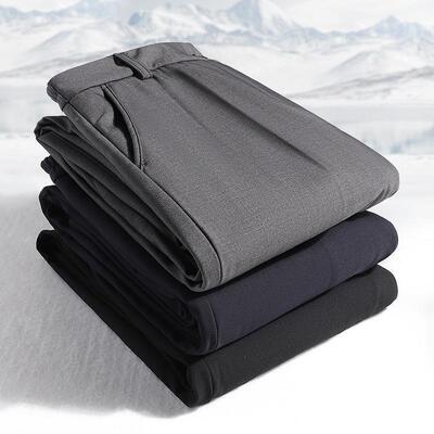 职男士业黑色弹力加绒团加厚韩版身直AL-64163筒西修裤商务抗皱购