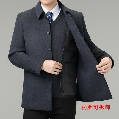 男士面羊8313-J毛绒翻领大衣中长款冬季加可拆卸双内厚胆爸爸装羊