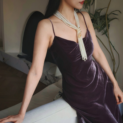 复古美神瀑布多层超亮珍珠项链