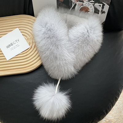 韩版狐狸毛围巾秋冬季女百搭皮草围脖大毛球双面磁铁吸扣毛毛领子