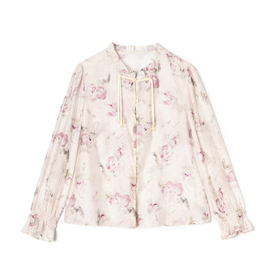 立领上衣印花国风衬衫