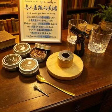 Easter热销木质烟熏器Whiskey Smoker鸡尾酒烟熏木屑套装厂家直销