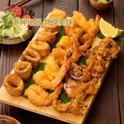 山姆代购西班牙风味炸海鲜拼盘大颗凤尾虾仁鱿鱼须笔管鱼送塔塔酱