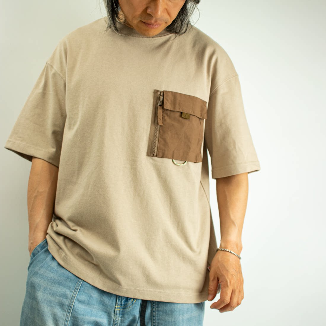 DOOITT#CHUMS日系山系潮牌流行工装全棉兜袋宽松休闲短袖圆领T恤