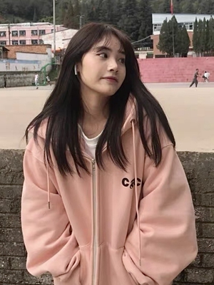 cec韩版开衫连帽卫衣外套女2024新款春秋薄款早秋时髦女装上衣