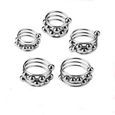 成人金属不锈钢阴茎滑动带珠环束缚男用阴茎锻炼环SM调教另类产品