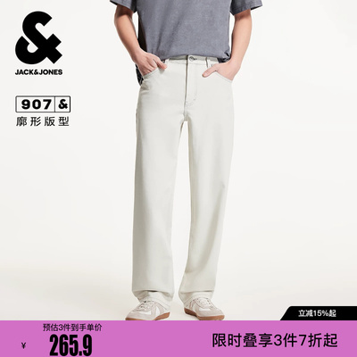 绫致杰克琼斯男装冬新款潮流百搭舒适水洗牛仔复古贴布宽松牛仔裤