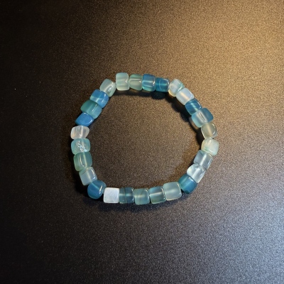 开花的橄榄Vintage古着 Blue sugar cube蓝色天然石串珠手链 手串