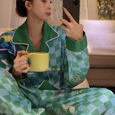 gp女真丝格子高级感睡衣家居服