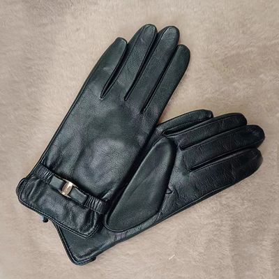 ELMA秋冬女真皮手套头层小羊皮加绒保暖羊毛里衬加大码清仓EL050