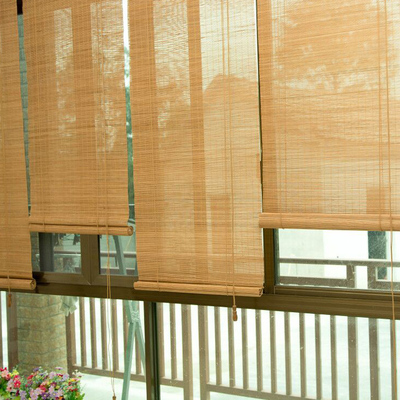 竹帘免打孔阳台卷帘遮阳隔断日式