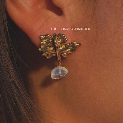 秋落 法式复古琉璃吊坠耳环耳钉S925银镀金耳饰 CHASINGCHARLOTTE