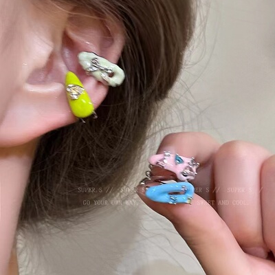 童趣多巴胺~彩色甜美耳骨夹女无耳洞轻奢小众设计感网红耳夹耳饰