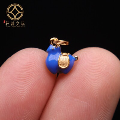 原创足银925镀金镂空彩绘马松石色吊坠手串diy文玩配饰配件饰品