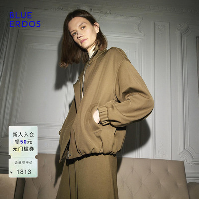 【100%绵羊毛】BLUE ERDOS 春季新品复古立领夹克外套B256J0013