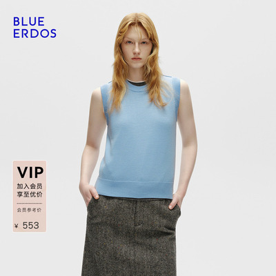 BLUE ERDOS 冬季新品时尚简约圆领百搭纯色无袖背心B256D2003