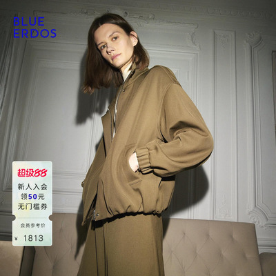 【100%绵羊毛】BLUE ERDOS 春季新品复古立领夹克外套B256J0013